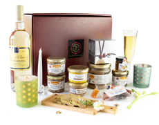 Foie gras du Périgord vente en ligne coffret cadeau panier gourmand, foie gras et panier garni noel